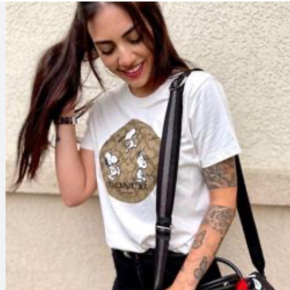 Coach | Tops | Nwt Coach X Peanuts Snoopy Signature T Shirt In Size ...